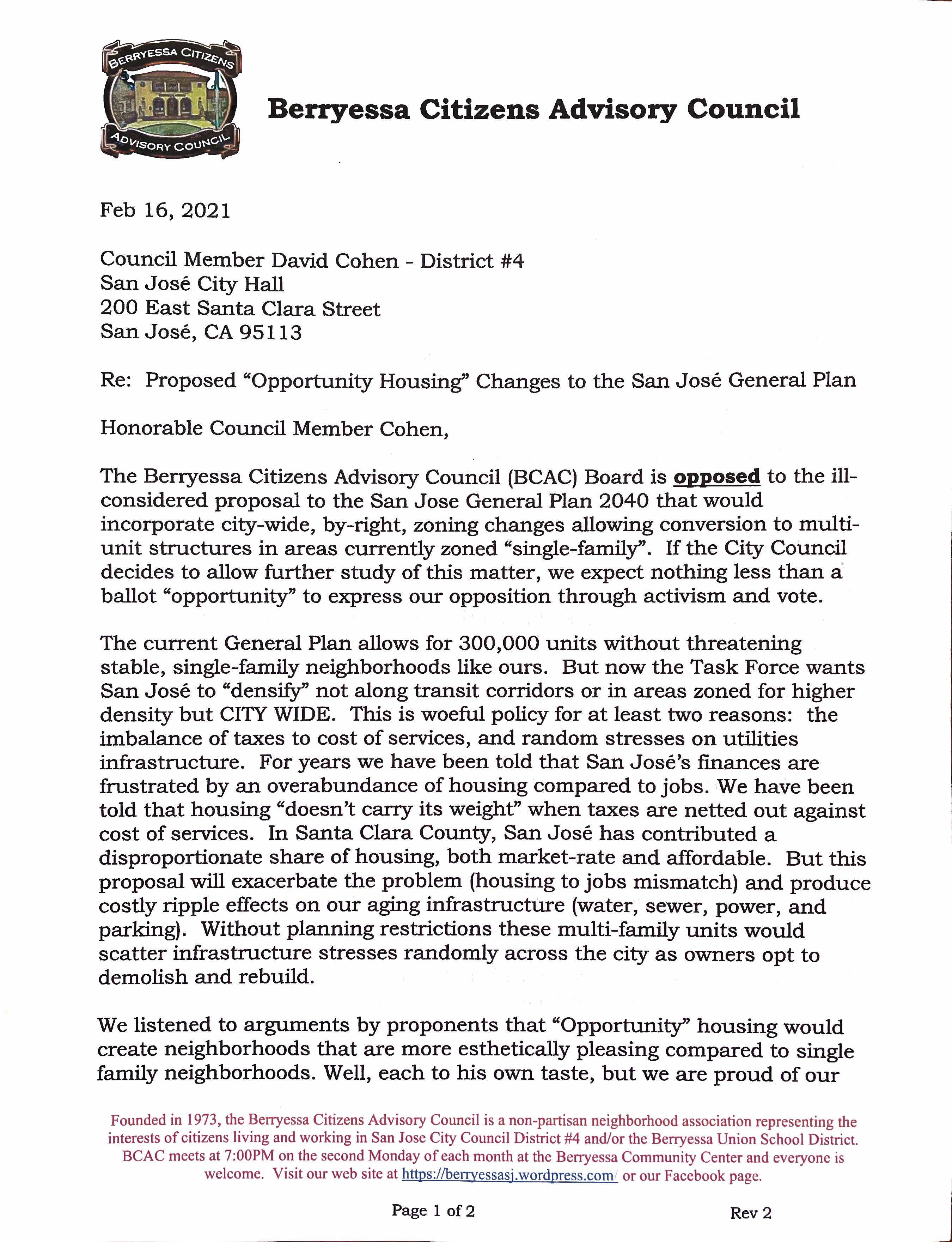 BCAC Board releases letter OPPOSING the “Proposed Opportunity” Housing ...